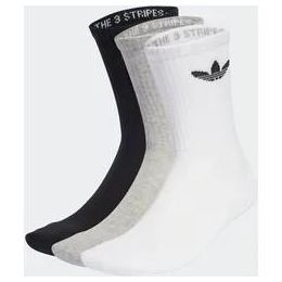 Sportsocken Adidas ORIGINALS "TREFOIL CUSHION CREW SOCKEN, 3 PAAR", Herren, Gr. XS (34/36), schwarz-weiß (weiß, medium grau heather, schwarz), Obermaterial: 65% Baumwolle, 31% Polyester, 3% Elasthan, 1% sonstige Fasern, Socken