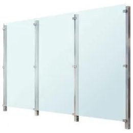 Zaun STAKET PRO, silber (silberfarben), Pfosten: 4 Stk., Edelstahl, Glas, Zaunelemente, Glaszaun, Gesamtlänge: 3,32 m, 4 Pfosten