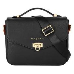 Umhängetasche Bugatti "ELLA", Damen, Gr. B/H/T: 24cm x 20cm x 4cm onesize, schwarz, Kunstfaser, leicht glänzend, unifarben, Taschen