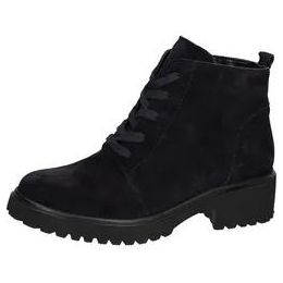 Waldläufer Schnürboots WALDLÄUFER "H-LUISE", Damen, Gr. 4 (37), blau (nachtblau), Veloursleder, unifarben, Schuhe, Stiefelette, Blockabsatz, in bequemer Schuhweite G (= weit)