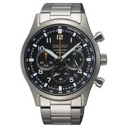 Chronograph Seiko, silber (silberfarben), Armbanduhren, Herren, Quarzuhr, Armbanduhr, Herrenuhr, Edelstahlarmband, Datum,Stoppfunktion
