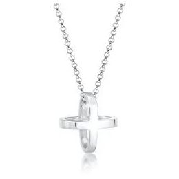 Kette mit Anh&auml;nger Elli "Kreuz 925 Sterling Silber", silber, Halsketten, Damen, 45, ohne Stein, Silber 925 (Sterlingsilber), L: 45
