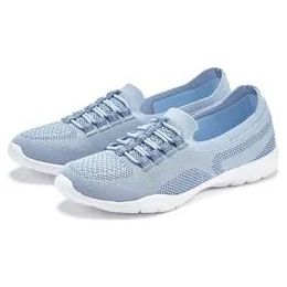 Sneaker Lascana "Slipper, Halbschuh, Slip-On-Sneaker", Damen, Gr. 36, blau (hellblau), Obermaterial: 100% Textilmaterial. Decksohle: 100% Textilmaterial. Futter: 100% Textilmaterial. Laufsohle: 100% Synthetik, unifarben, Basic, Schuhe Sneaker, aus leichtem Textil-Material VEGAN, Topseller