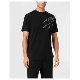 T-Shirt Plein Sport "Scratch", Herren, Gr. XS, silber (0270, schwarz, silber), Obermaterial: 100% Baumwolle, Shirts