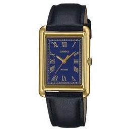 Quarzuhr, schwarz (schwarz, goldfarben, blau), Casio TIMELESS COLLECTION, Armbanduhren, Damen, Armbanduhr, Damenuhr, analog, Lederarmband