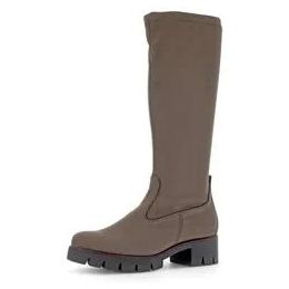 Stiefel Gabor, Damen, Gr. 37, XS-Schaft, grau (taupe), Textil, Veloursleder, Schuhe, Blockabsatz, Plateau, Langschaftstiefel, mit XS-Stretch-Schaft