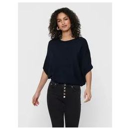 Only Strickpullover JDY "JDYNEW BEHAVE BATSLEEVE PULLOV. KNT NOOS", Damen, Gr. S, blau (sky captain detail:melange), Strick, Obermaterial: 60% Polyester, 25% Viskose, 15% Nylon, meliert, hüftlang, U-Boot-Ausschnitt, gerader Abschluss, Pullover