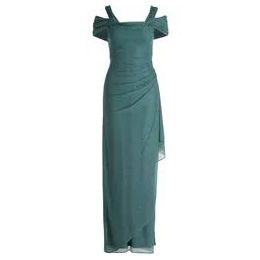 Abendkleid Vera Mont "Damen Abendkleid im Glitzer-Look", Damen, Gr. 48, Normalgrößen, grün (grün, grau), Mesh, Obermaterial: 100% Polyester. Futter: 100% Polyester., figurumspielend lang, Rundhals, Kleider, Material