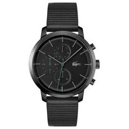 Multifunktionsuhr Lacoste "REPLAY", schwarz, Armbanduhren, Herren, Quarzuhr, Armbanduhr, Herrenuhr, Datum, Lederarmband