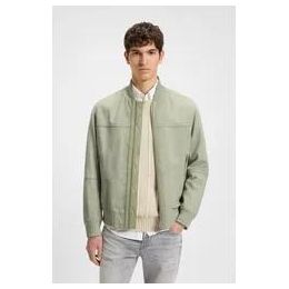 Lederjacke BOSS ORANGE "Johice", Herren, Gr. 56, grün (open grün370), Obermaterial: 100% Ziegenleder, unifarben, regular fit hüftlang, Rundhals, Flachstrickbündchen, Jacken, aus weichem Ziegennappaleder Premium Herrenmode Leather Blouson Bomber