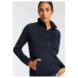 Strickfleecejacke CMP "KNITTED MELANGE FLEECE WOMAN JACKET", Gr. 34, blau (b. blau), Strick, Obermaterial: 100% Polyester, normal, eingefasste Kante, Jacken, W&auml;rmeisolierend & Schnell trocknend & Atmungsaktiv, &Uuml;bergangsjacke