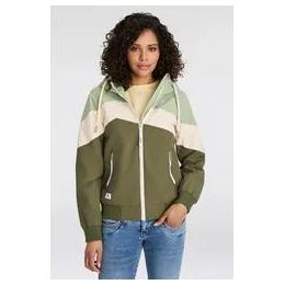 Funktionsjacke Ragwear "NUGGIE OMBRE O", Damen, Gr. XL, olive colorblock, Web, Obermaterial: 100% Polyester, colorblocking, kontrastfarbene Details, figurbetont taillenlang, Rippbündchen, Jacken, Übergangsjacke aus wasserabweisendem Material