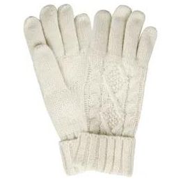 Strickhandschuhe Capelli New York, Damen, weiß (ivory), Strick, Materialmix, Zopfmuster, unifarben, Handschuhe, elegantes Zopfstrickmuster, Umschlag am Bündchen, Wollanteil