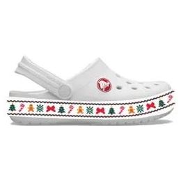 Clog Crocs "Crocband Holiday Clog K", Kinder, Gr. 29, weiß, CrosliteTM, Schuhe, Weihnachtsschuh, Hausschuh mit bunter Bordüre