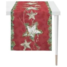 Tischläufer Apelt "9531 WINTERWELT, Weihnachtsdeko, Weihnachten", bunt (rot, grün, bunt), B:46cm L:140cm, Baumwolle, Tischdecken, Digitaldruck