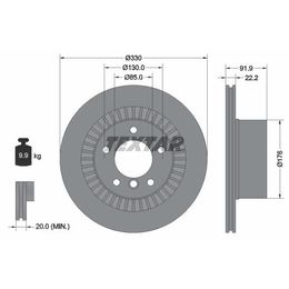 TEXTAR Bremsscheibe PRO hinten rechts links au&szlig;enbel&uuml;ftet 330mm f&uuml;r MERCEDES-BENZ 4634230012 A4634230012 92261903