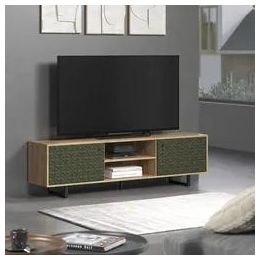 TV-Board Places of Style "Ferretti", grün (dunkelgrün), Sideboards, TV-Tisch mit besonderer Fräsung - Füße und Griffe aus Metall