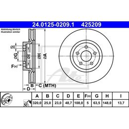 ATE Bremsensatz-Vorn und hinten Bremsensatz, Scheibenbremse vorne rechts links bel&uuml;ftet 320mm f&uuml;r GENERAL MOTORS MAZDA VAUXHALL SAAB FORD VOLVO OPEL A