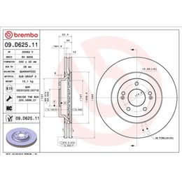 Brembo Bremsscheibe COATED DISC LINE 09.D625.11 vorne rechts links innenbel&uuml;ftet 330mm f&uuml;r HYUNDAI 51712S0000 51712S2000