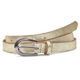 Hüftgürtel Lascana "Ledergürtel", Damen, Gr. 85, gold (goldfarben), Leder, Animalmuster, Reptilienprägung, Schlangenoptik, Strukturmuster, animal-print, bedruckt, beschichtet, gemustert, geprägt, geprägtes Muster, metallic, festlich, Gürtel, schmaler Gürtel in Metallic-Snake-Optik, für Hosen, Jeans & Kleider