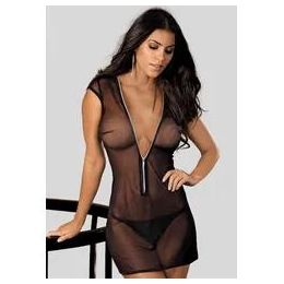 Netzkleid Petite Fleur Gold, Damen, Gr. 44/46, N-Gr, schwarz, Netz, Obermaterial: 100% Polyester, figurbetont, tiefer V-Ausschnitt, Kleider, aus weichem Netzmaterial, sexy Dessous, Reizwäsche