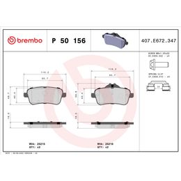 Brembo Bremsbelagsatz, Scheibenbremse hinten rechts links mit Zubehör für MERCEDES-BENZ 0074208620 A0074208620 P 50 156