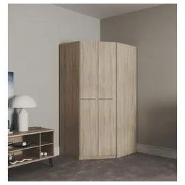 Eckkleiderschrank Priess "Barcelona Kleiderschrank Eckl&ouml;sung Raumwunder", braun (struktureichefarben hell), B:95cm H:193cm T:95cm, Holzwerkstoff, Schr&auml;nke, Eckkleiderschrank, in 2 Tiefen Schrank Eckschrank Garderobe
