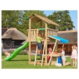 Spielturm Jungle Gym "Jungle Shelter Mini Market", beige (natur), Spieltürme, KinderB:176cm H:290cm T:440cm, Holzwerkstoff, BxTxH: 176x440x290 cm, B:176cm H:290cm T:440cm