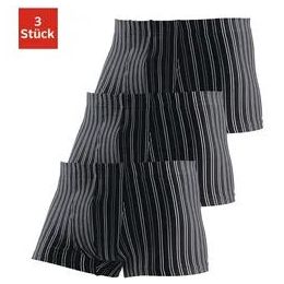 Boxer Le Jogger "Boxershorts f&uuml;r Herren", Damen, Gr. 8 (XXL), 3 Stk., schwarz, Jersey, Obermaterial: 90% Baumwolle, 5% Elasthan, 5% Polyester, gestreift, k&ouml;rpernah, Unterhosen, mit garngef&auml;rbten Streifen