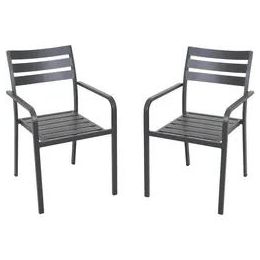 Stapelstuhl Garden Pleasure "TREVISO", grau (anthrazit, anthrazit), B:55cm H:88cm T:63cm, Aluminium, Stühle, 2er Set