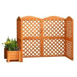 Mülltonnenbox Promadino "Rex", braun (honigbraun), B:210cm H:127cm T:79cm, Holzwerkstoff, Aufbewahrungsboxen, Abtrennung, für 2 x 240 l, inkl. Pflanzkasten