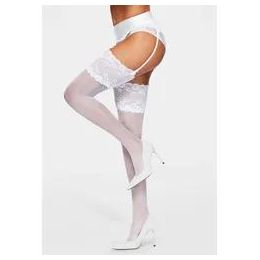 Strapsstrümpfe Lascana, Damen, Gr. 35/38, weiß, Elasthan, Polyamid, transparent, uni, elastisch, Socken, mit elastischer Spitze