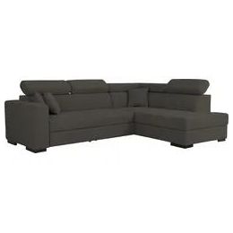 Ecksofa Home Affaire "Tulio L-Form", grau (anthrazit), B:267cm H:95cm T:198cm, Struktur fein (100% Polyester);Struktur (100% Polyester);Samtstruktur (100% Polyester), Sofas, wahlweise mit Bettfunktion und Bettkasten, incl. 3 Zierkissen