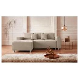 Ecksofa Home Affaire "Gy&ouml;r", beige (beige 1), B:235cm H:88cm T:160cm, Microfaser (100% Polyester);Luxus-Microfaser Lederoptik (100% Polyester);Struktur (100% Polyester);Samtoptik (100% Polyester);Struktur weich (100% Polyester), Sofas, Ecksofa, L-Form, wahlweise mit Bettfunktion und Bettkasten incl. 2 Zierkissen