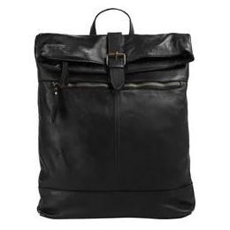 Tagesrucksack FORTY, Damen, Gr. B/H/T: 30cm x 30cm x 4cm, onesize, schwarz, Leder, Rindsleder, Rucks&auml;cke, echt Leder, Made in Italy
