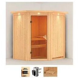 Sauna Karibu "Tomke", beige (naturbelassen), Saunaofen, integrierte Steuerung, 3,6 kW, Saunen, Ofen 3,6 kW intgr. Strg