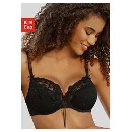 B&uuml;gel-BH Nuance, Damen, Gr. 75, Cup B, schwarz, Spitze, Obermaterial: 50% Polyester, 30% Polyamid, 20% Elasthan, BHs B&uuml;gel-BH, mit Stickerei Spitze in floraler Optik, Dessous