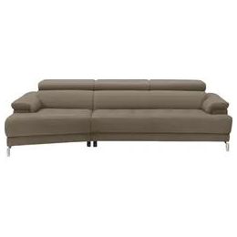 Ecksofa Egoitaliano "Soul, extravagantes Designsofa, Megasofa, super bequem, tolle Details", grau (taupe), B:246cm H:99cm T:140cm, Leder »BULL« (echtes Rindsleder). Geschliffenes, pigmentiertes und behandeltes Rindsleder mit einer Dicke von 1, 3-1, 5 mm. Dieses Leder zeigt eine ziemlich weiche Hand mit einem halb undurchsichtigen Aussehen. Es handelt sich um ein geschütztes Leder. Eine leichte Dec