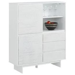 Highboard Home Affaire "Morgan Midischrank", weiß, B:100cm H:120cm T:35cm, Sideboards, Kommode aus massivem Kiefernholz, eingefräste Griffmulden, Höhe 120 cm