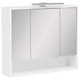 Schildmeyer Spiegelschrank WELLTIME "Kent, Made in Germany", weiß (kreideweiß), B:70cm H:65,6cm T:16cm, Schränke, Badmöbel. Breite 70 cm, LED-Beleuchtung und Schalter-/Steckdosenbox