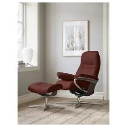Relaxsessel stressless "Sunrise", rot (cherry paloma), B:83cm H:105cm T:74cm, Leder PALOMA: PALOMA ist ein durchgef&auml;rbtes Semianilin-M&ouml;belleder mit nat&uuml;rlicher Narbung., Sessel, Relaxsessel, mit Cross Base, Gr&ouml;&szlig;e S, M & L, Holzakzent Wenge