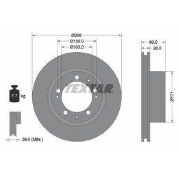 TEXTAR Bremsscheibe vorne rechts links innenbelüftet 298mm für PORSCHE 96435104102 96435104106 92064605
