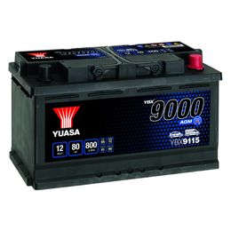 Yuasa YBX9000 - AGM 12V 80Ah 800A Starterbatterie für INFINITI VW ASTON MARTIN KIA LAND ROVER MERCEDES-BENZ JAGUAR LANCIA PORSCHE VOLVO OPEL BMW NISSA