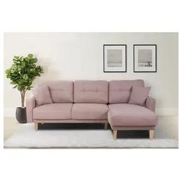 Ecksofa Home Affaire "TRIPLO optionale Schlafsofa mit Bettkasten, Maße B/T/H: 234/164/89 cm", rosa (flamingo), B:234cm H:89cm T:164cm, Sofas, L-Form wahlweise mit Bettfunktion - Liegefläche 132x210 cm