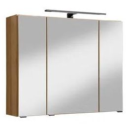 Spiegelschrank Welltime "Trento, verschiedene Ausführungen und Farben", braun (wotaneiche), B:80cm H:64cm T:20cm, Schränke, Breite 80 cm, mit 3D-Effekt, Spiegeltüren, Inklusive LED-Beleuchtung