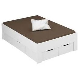 Stauraumbett Rauch "Aditio", weiß, B:126cm H:50cm L:208cm, Betten, ohne Kopfteil, inklusive Schubkästen