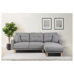 Ecksofa Home Affaire "TRIPLO optionale Schlafsofa mit Bettkasten, Maße B/T/H: 234/164/89 cm", grau (hellgrau), B:234cm H:89cm T:164cm, Sofas, L-Form wahlweise mit Bettfunktion - Liegefläche 132x210 cm