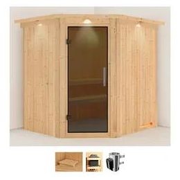 Sauna Karibu "Laila", beige (naturbelassen), Saunaofen, integrierte Steuerung, 3,6 kW, Saunen, Ofen 3,6 kW intgr. Strg