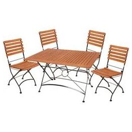 Garten-Essgruppe Garden Pleasure "WIEN", braun (braun, schwarz, braun, schwarz), B:280cm H:89cm T:120cm, Stahl, Sitzmöbel-Sets, mit Klappfunktion
