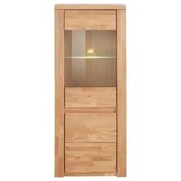 Vitrine Home Affaire "Burani", braun (eiche teilmassiv), B:60cm H:145cm T:35cm, Holz teilmassiv, Schränke, grifflose Optik